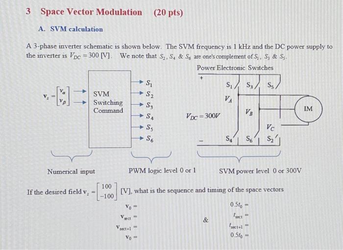 Solved A 3-phase inverter schematic is shown below. The SVM | Chegg.com