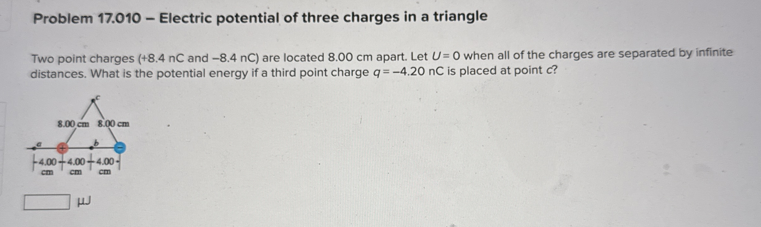Solved Problem 17.010 - ﻿Electric potential of three charges | Chegg.com