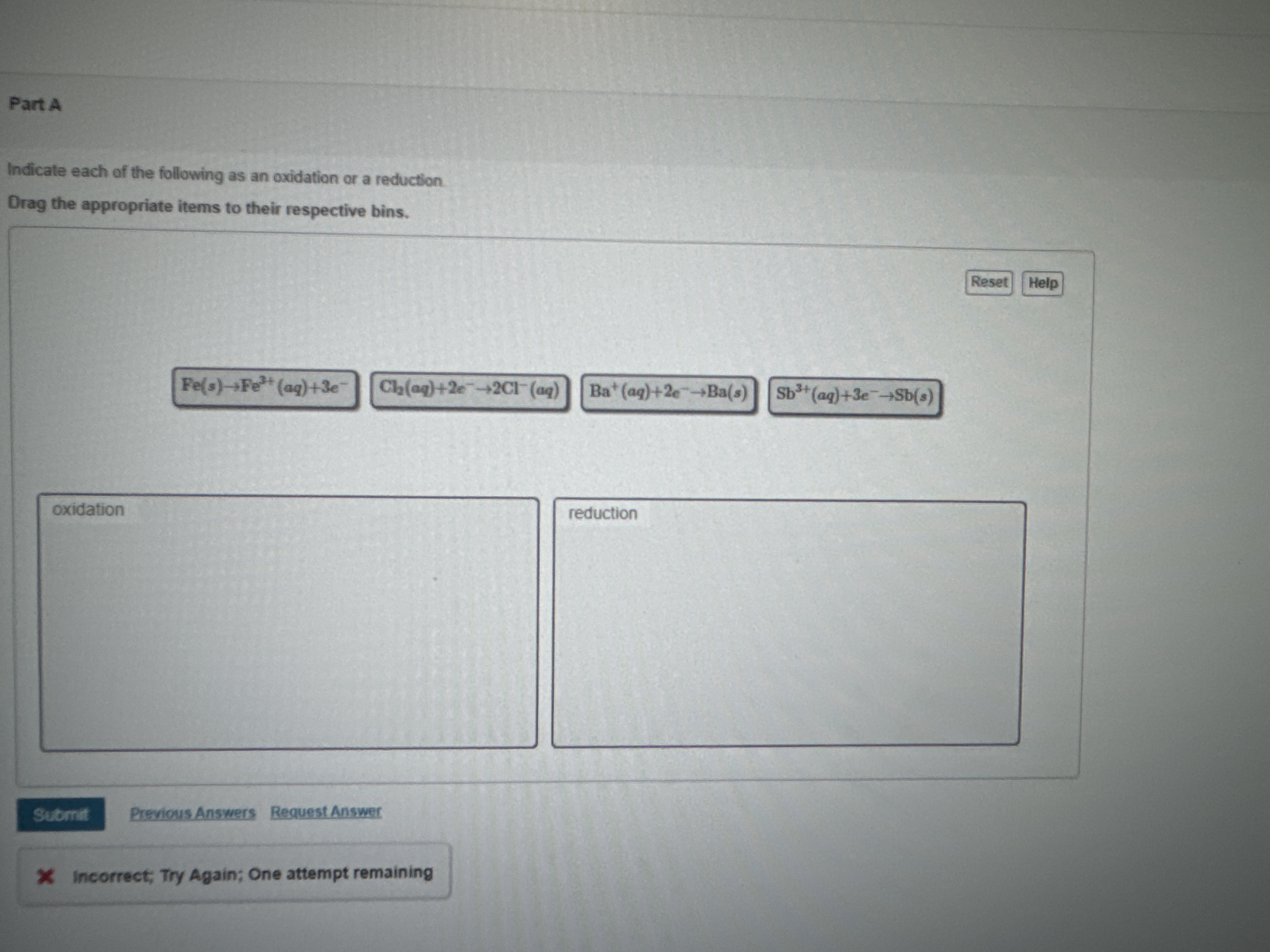 Solved Part AIndicate each of the following as an oxidation | Chegg.com