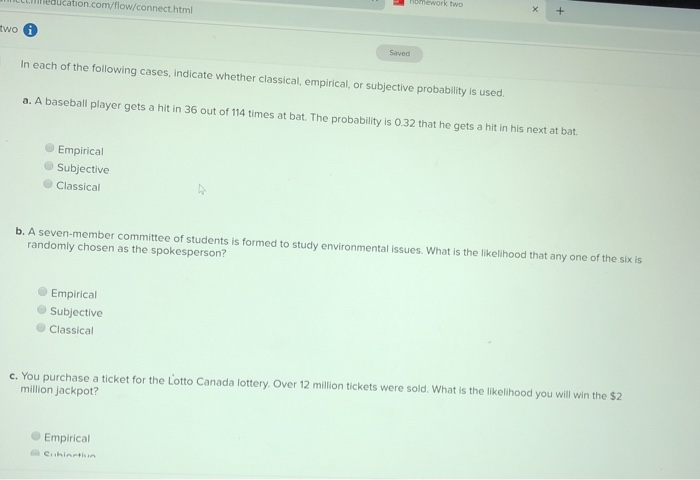 Solved education.com/flow/connect.html Homework two two | Chegg.com