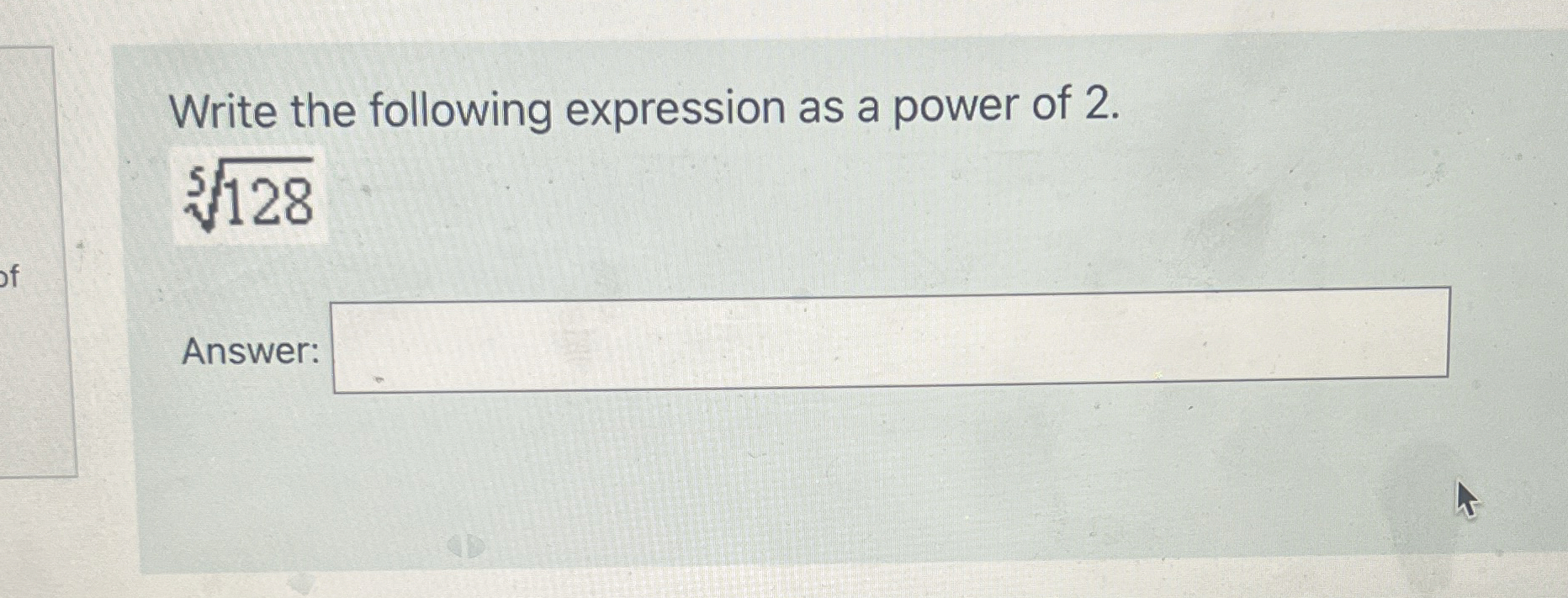 Solved Write the following expression as a power of | Chegg.com