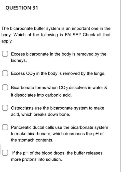 Solved The bicarbonate buffer system is an important one in | Chegg.com
