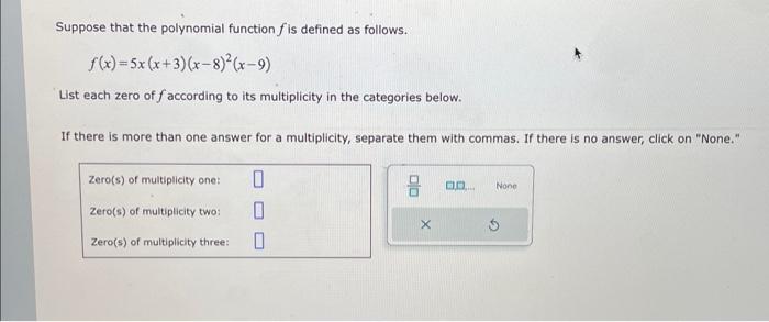 Solved Suppose that the polynomial function f is defined as | Chegg.com