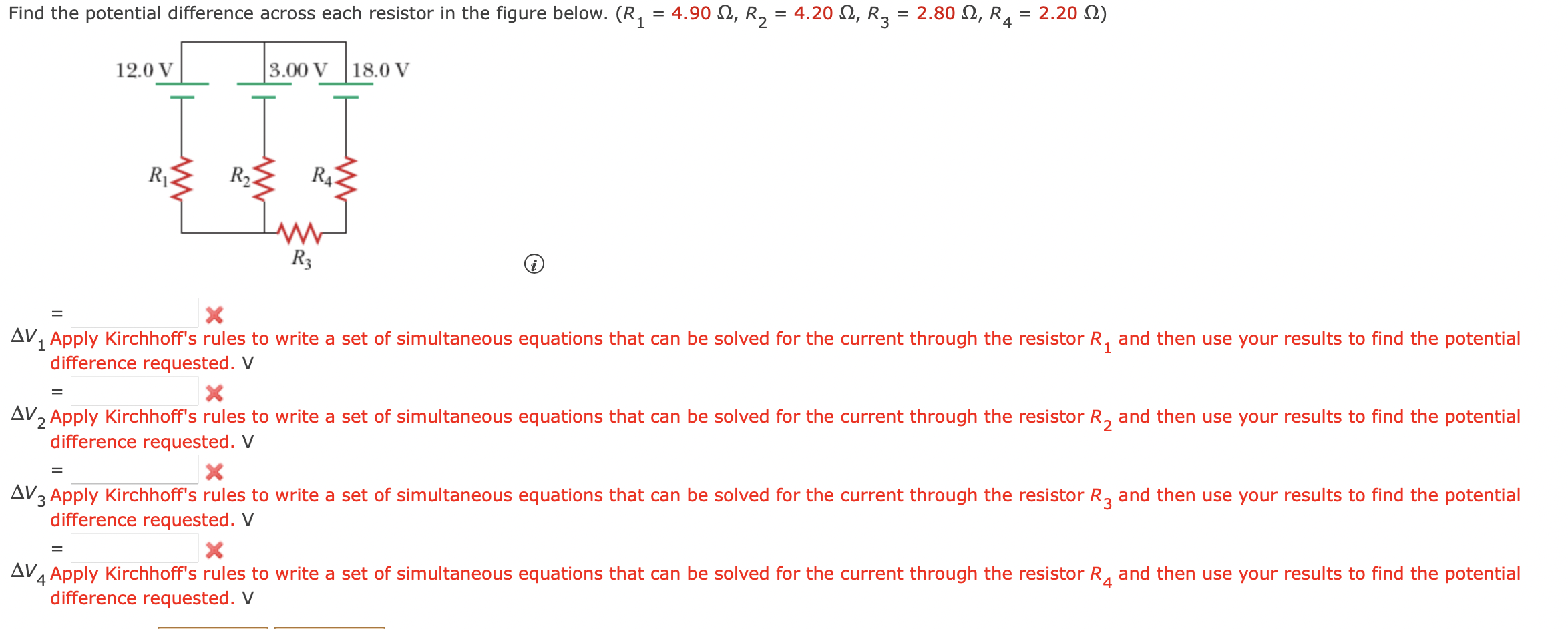 Solved Find the potential difference across each resistor in | Chegg.com
