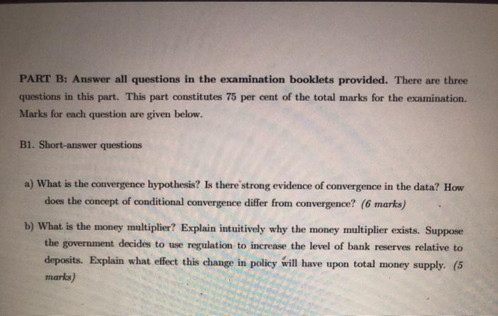 Solved PART B: Answer all questions in the examination | Chegg.com