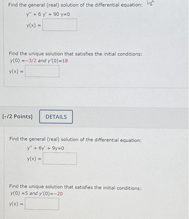 Solved Find the general (real) solution of the differential | Chegg.com