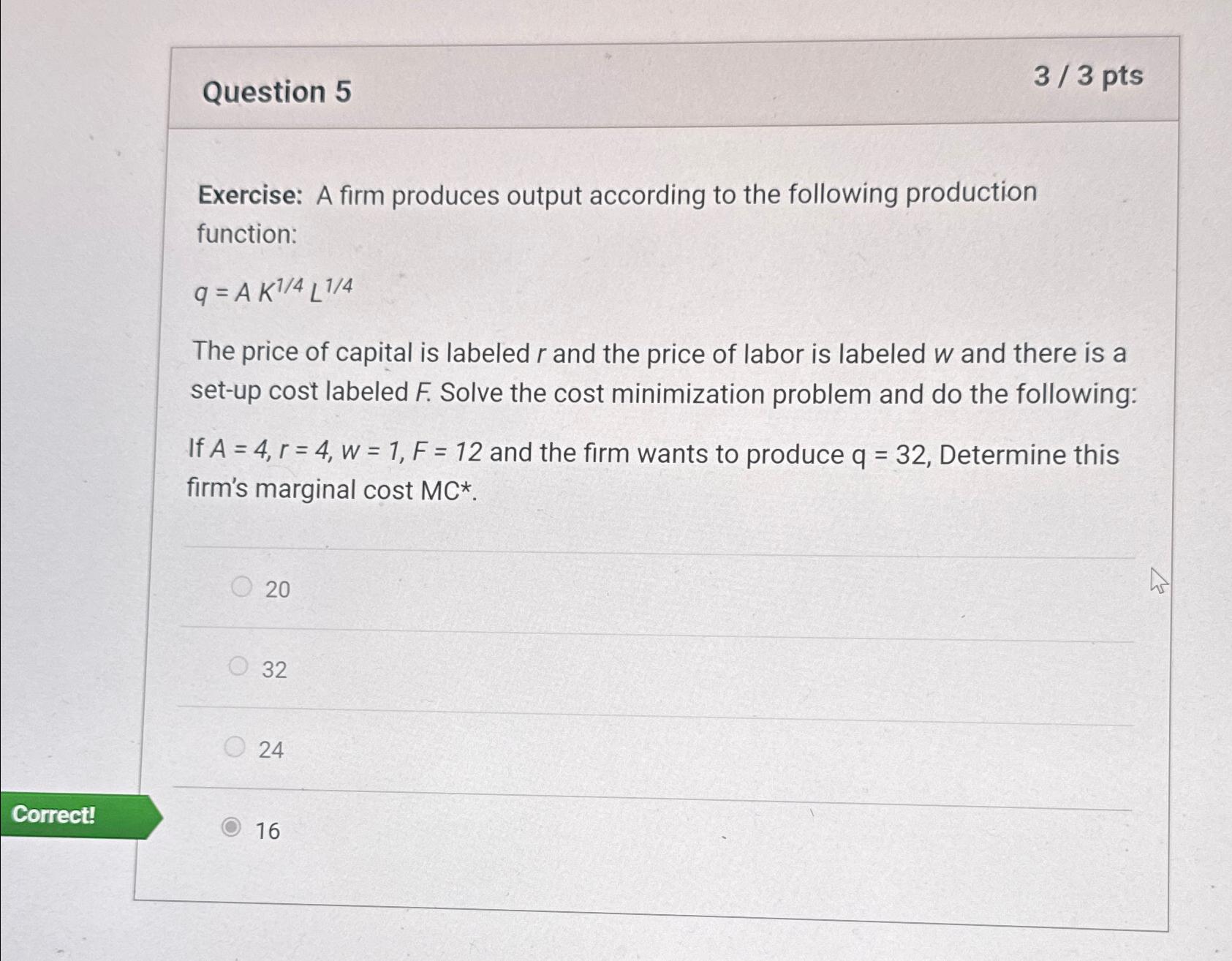 Solved Question 533 ﻿ptsExercise: A firm produces output | Chegg.com