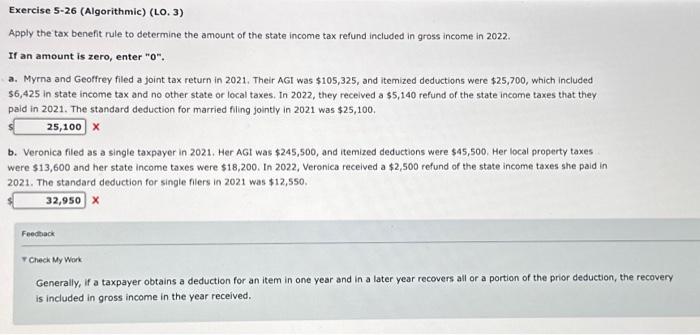 Exercise 5-26 (Algorithmic) (LO, 3) Apply the tax | Chegg.com