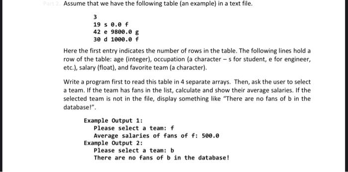 Solved Assume that we have the following table (an example) | Chegg.com