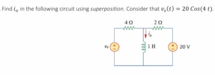 Solved Find ig in the following circuit using superposition. | Chegg.com