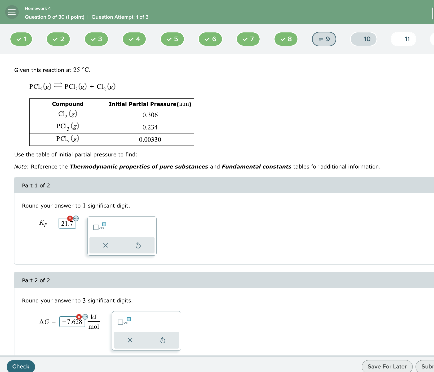 Solved Given this reaction at 25°C.PCl5(g)⇌PCl3(g)+Cl2(g)Use | Chegg.com