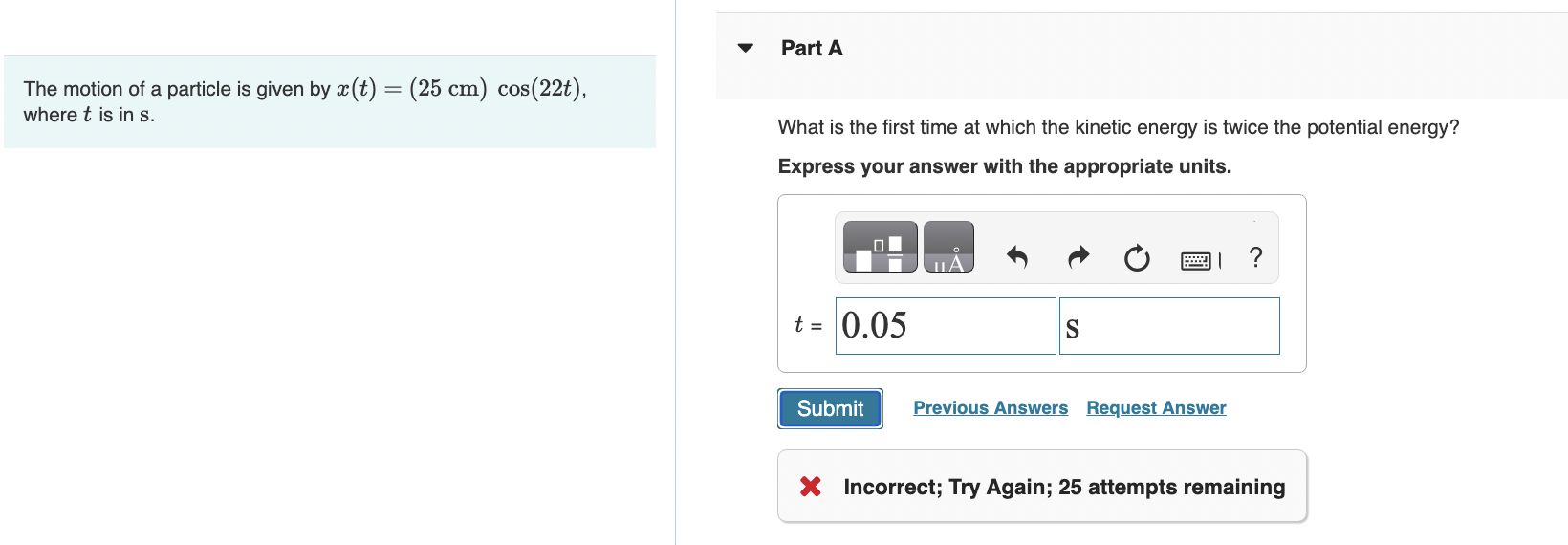 Solved The motion of a particle is given by | Chegg.com