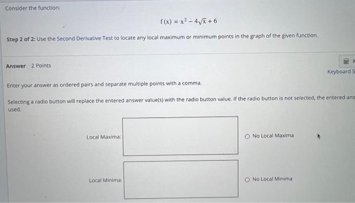 Solved Consider the function: f(x)=x2−4x+6 Step 2 of 2: Use | Chegg.com