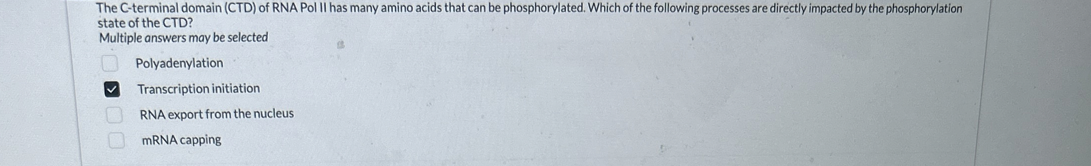Solved The C Terminal Domain Ctd ﻿of Rna Pol Ii Has Many