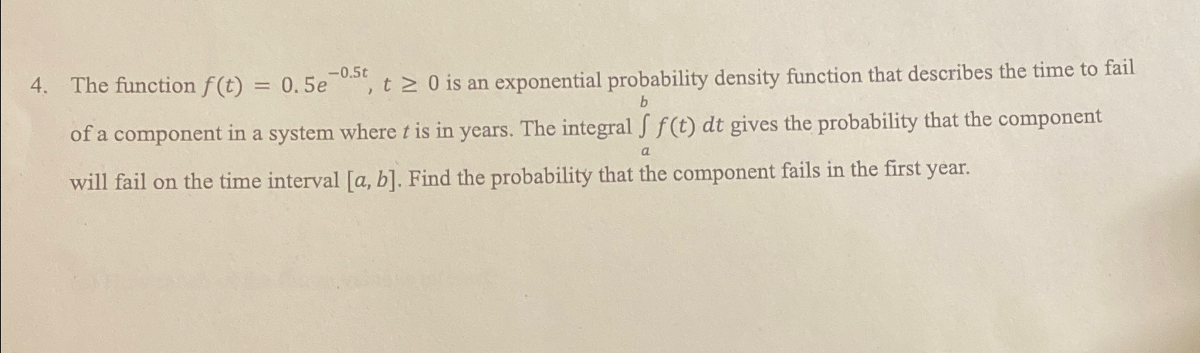 Solved The function f(t)=0.5e-0.5t,t≥0 ﻿is an exponential | Chegg.com