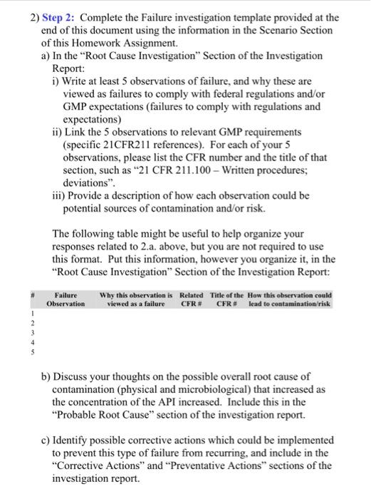 Solved 2) Step 2: Complete the Failure investigation | Chegg.com
