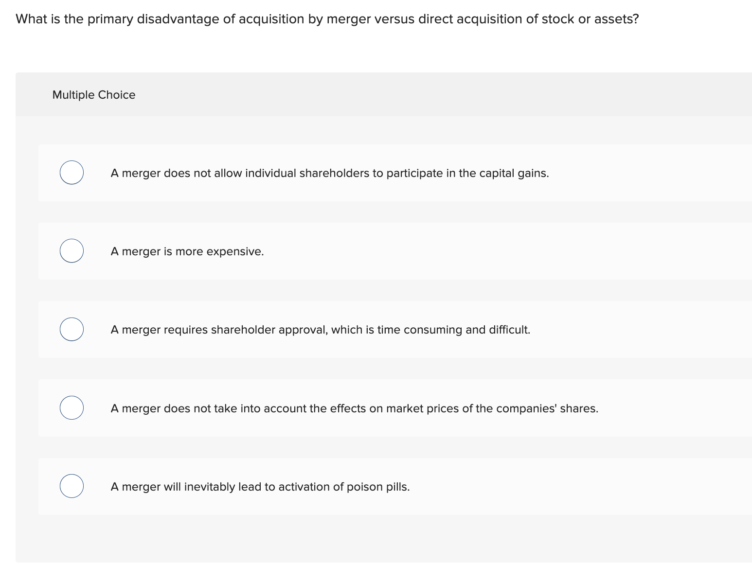 Solved What is the primary disadvantage of acquisition by | Chegg.com