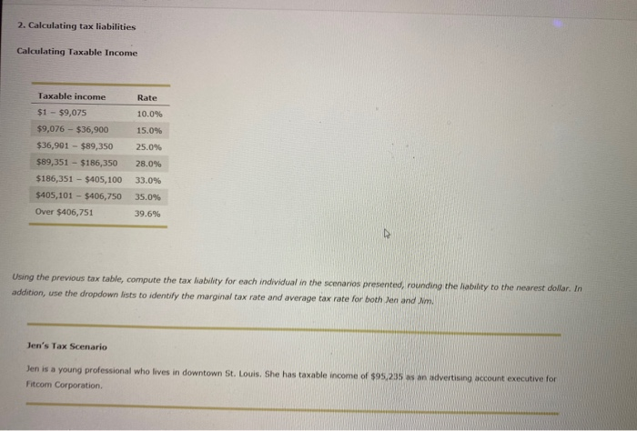 Solved 2. Calculating tax liabilities Calculating Taxable | Chegg.com