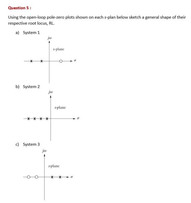 Solved Question 5: Using the open-loop pole-zero plots shown | Chegg.com