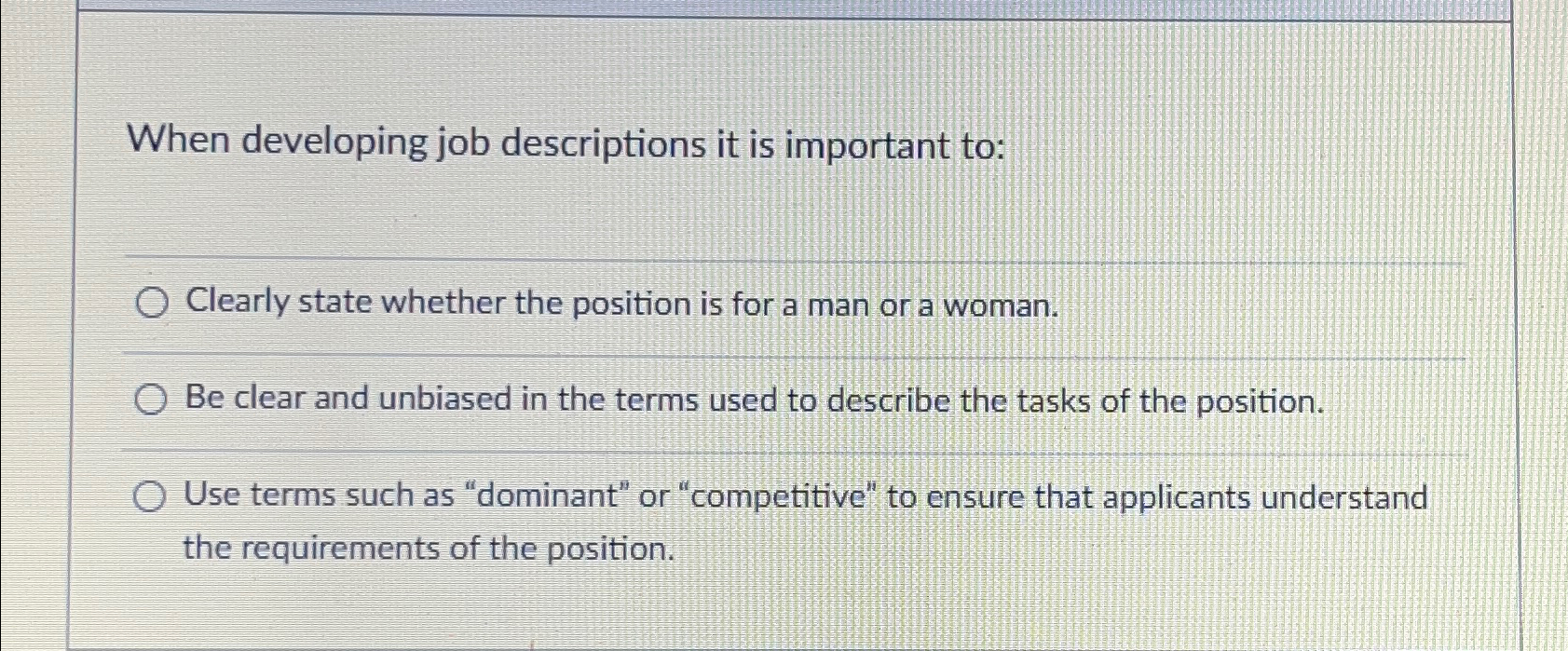 Solved When developing job descriptions it is important | Chegg.com