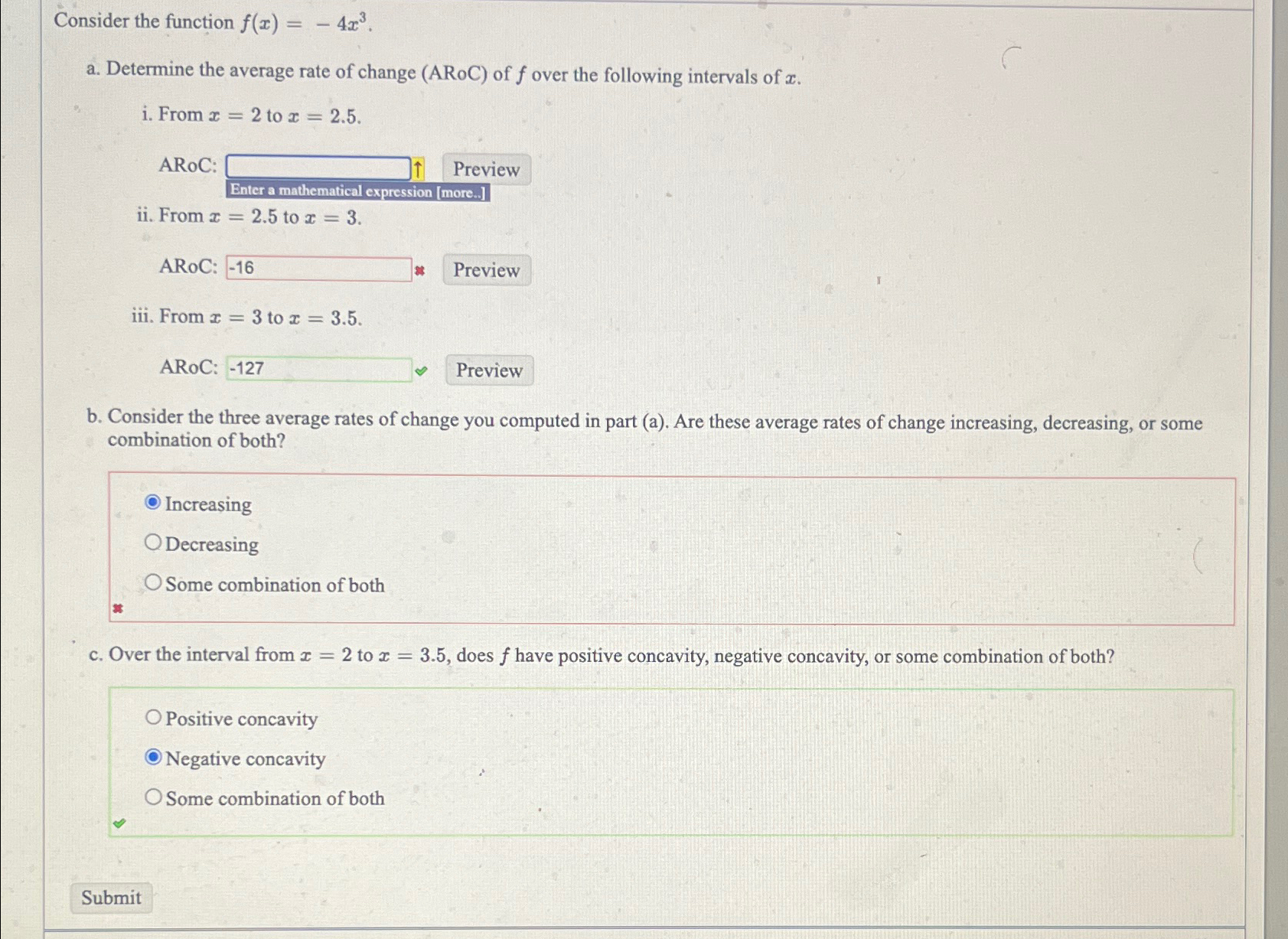 Solved Consider the function f(x)=-4x3.a. ﻿Determine the | Chegg.com