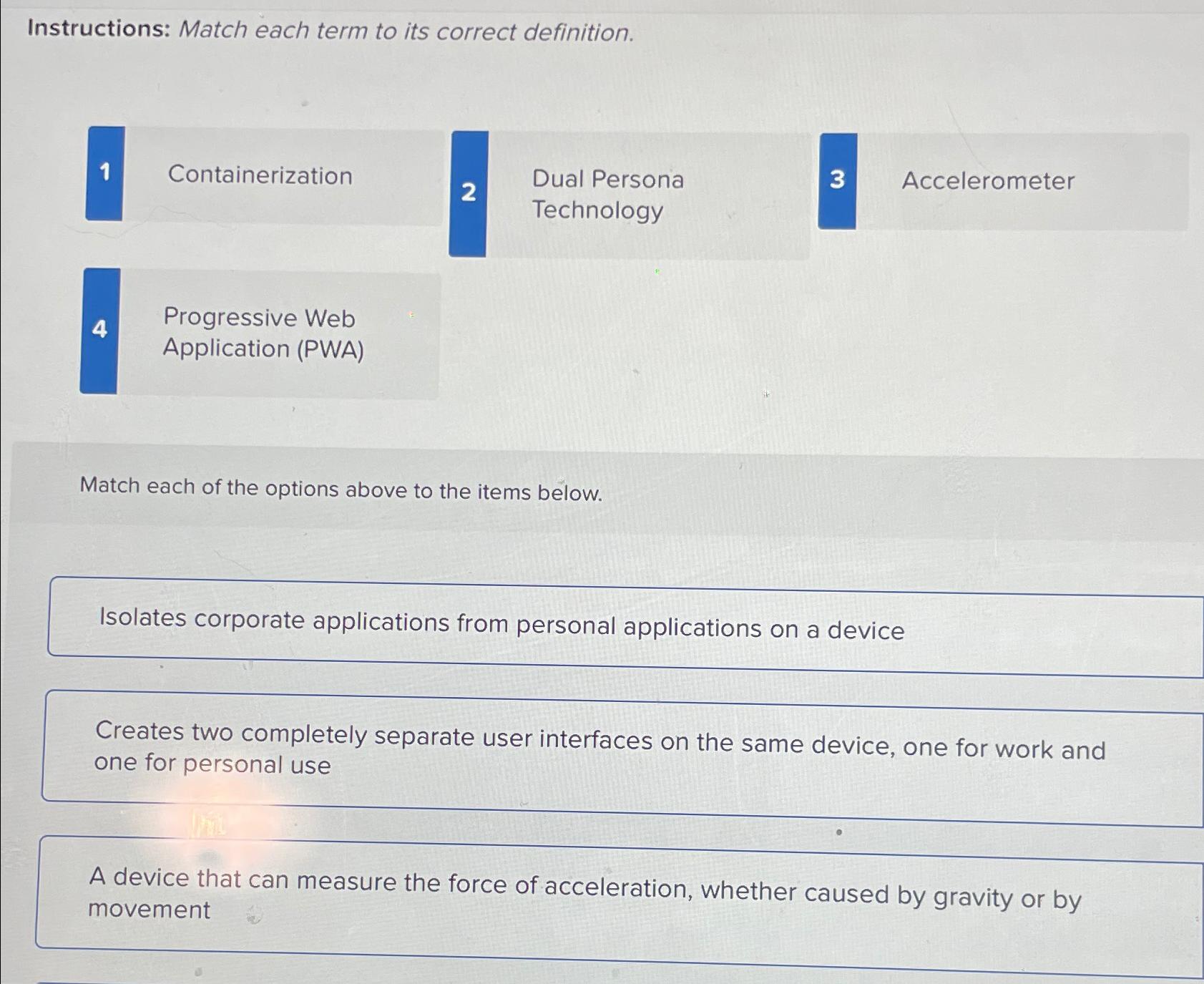 Solved Instructions: Match each term to its correct | Chegg.com
