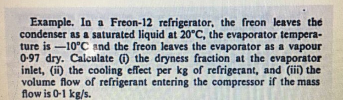 Solved Example. In a Freon-12 refrigerator, the freon leaves | Chegg.com