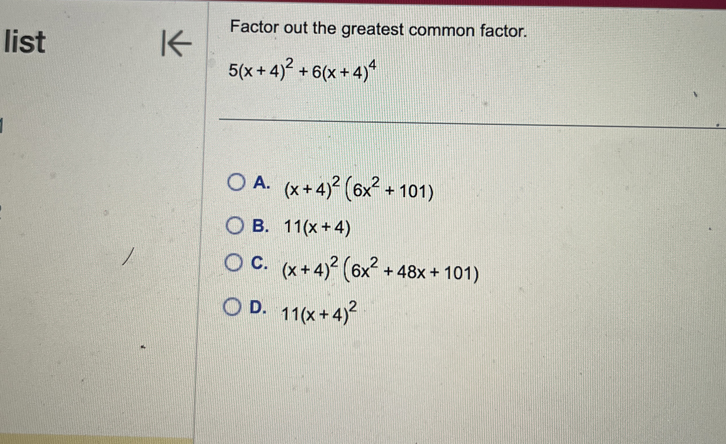 Solved listFactor out the greatest common | Chegg.com
