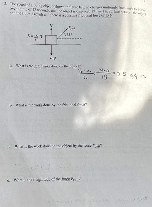 Solved 5. The speed of a 50-kg object (shown in figure | Chegg.com