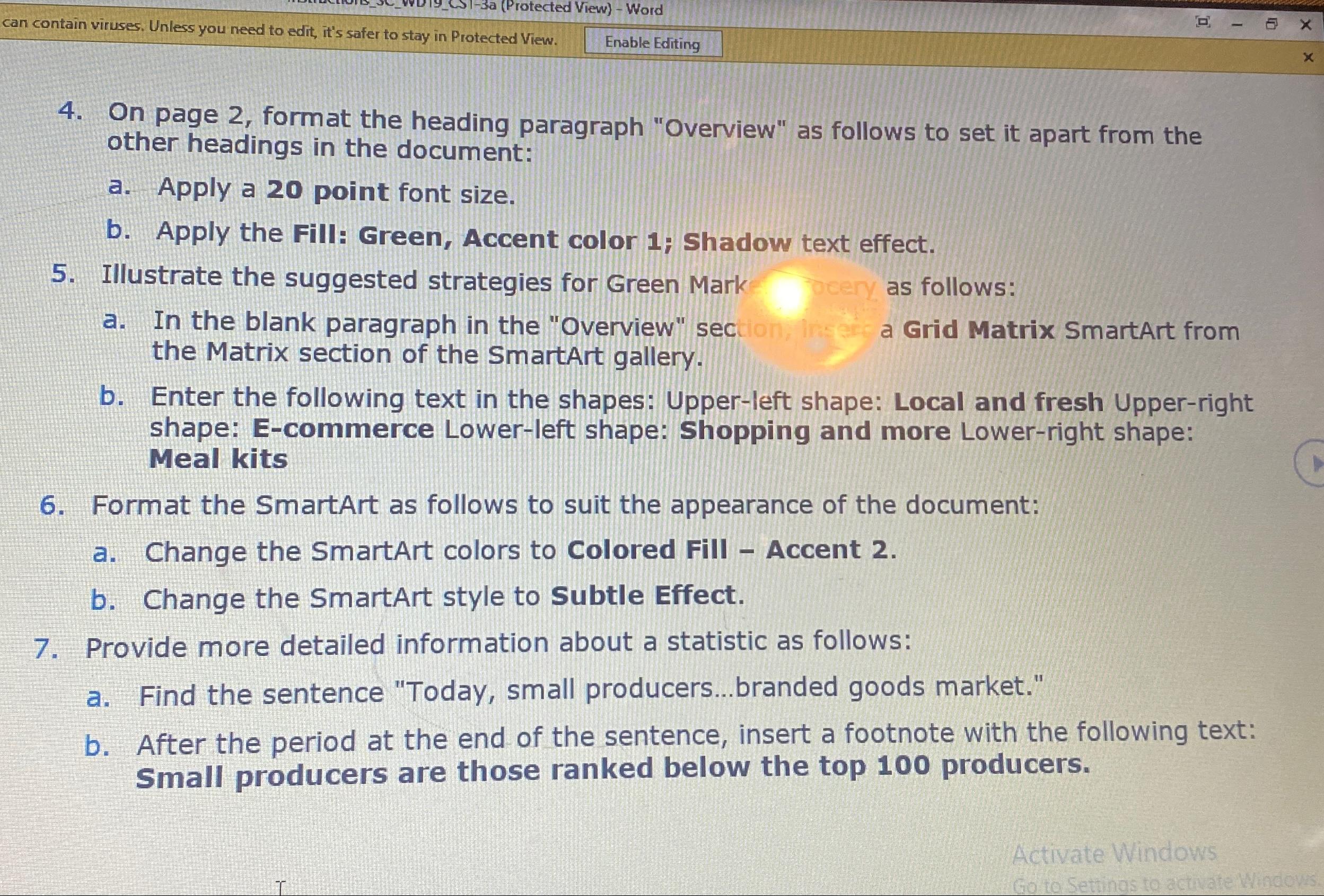 On page 2, ﻿format the heading paragraph "Overview" | Chegg.com