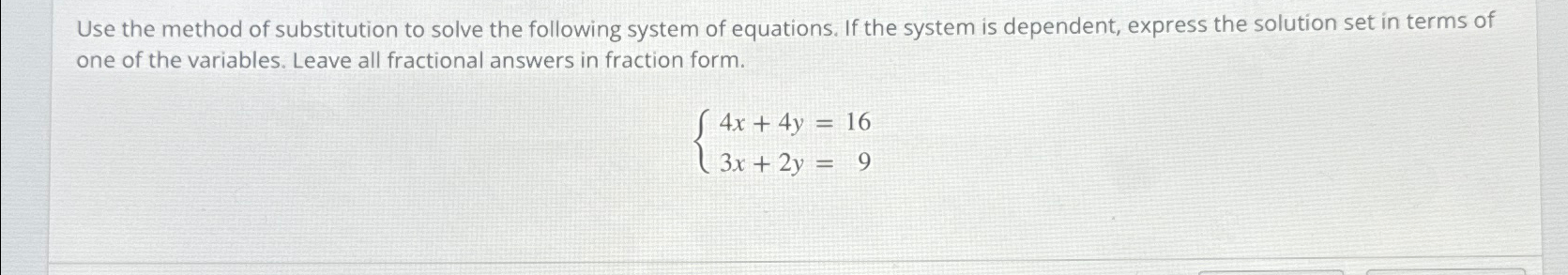 Solved Use the method of substitution to solve the following | Chegg.com