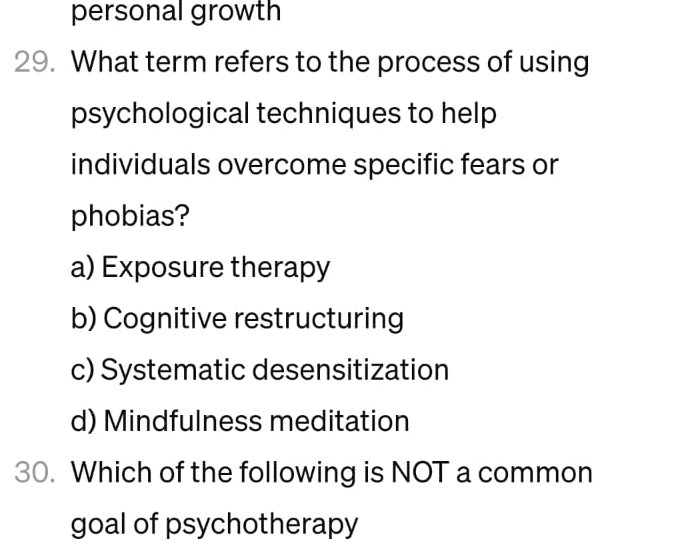 Solved personal growth29. ﻿What term refers to the process | Chegg.com