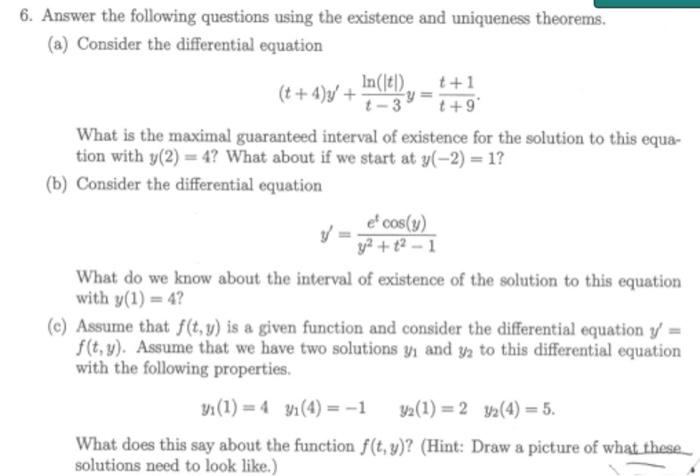 Solved 6 Answer The Following Questions Using The Existence