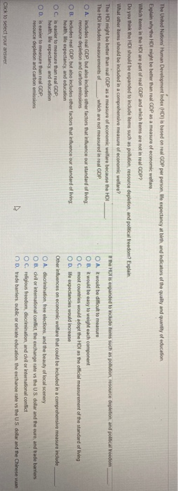 Solved The United Nations Human Development index (HDI) is | Chegg.com