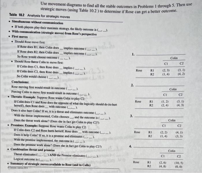 Use movement diagrams to find all the stable outcomes | Chegg.com