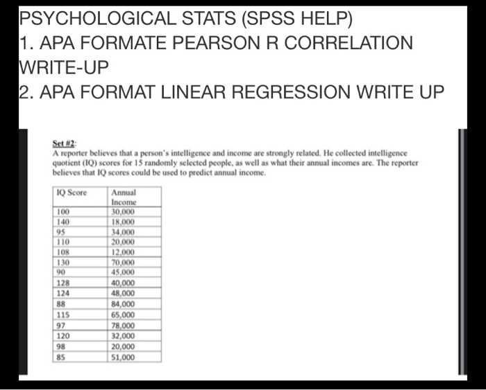 PSYCHOLOGICAL STATS (SPSS HELP) 1. APA FORMATE | Chegg.com