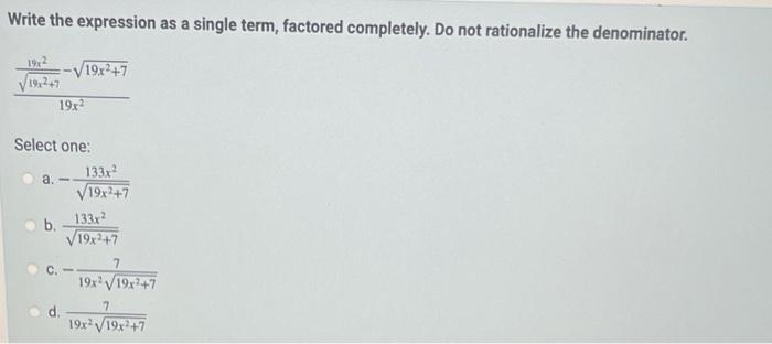 Solved Write the expression as a single term, factored | Chegg.com