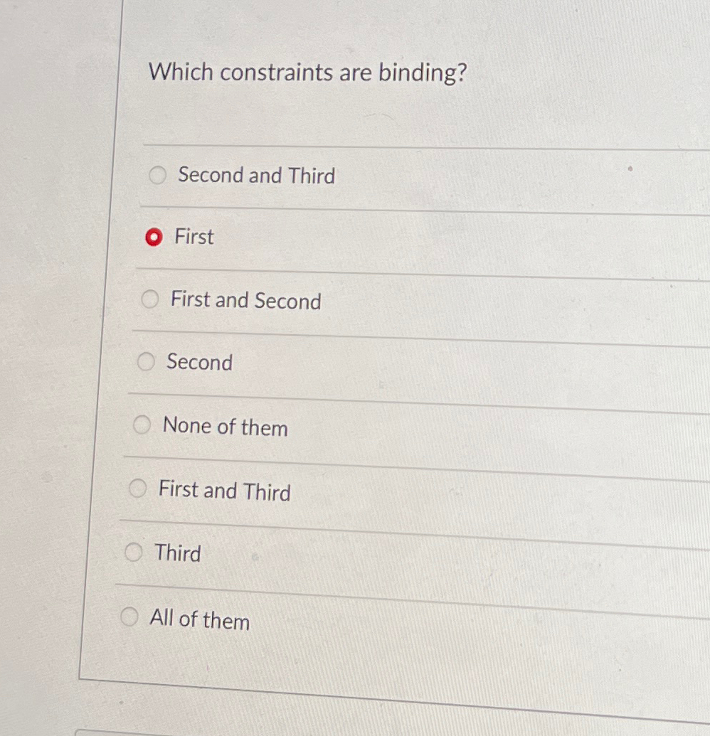 Solved Which constraints are binding?Second and | Chegg.com