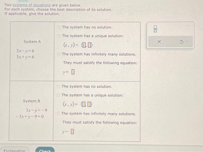 Solved Two systems of equations are given below. For each | Chegg.com