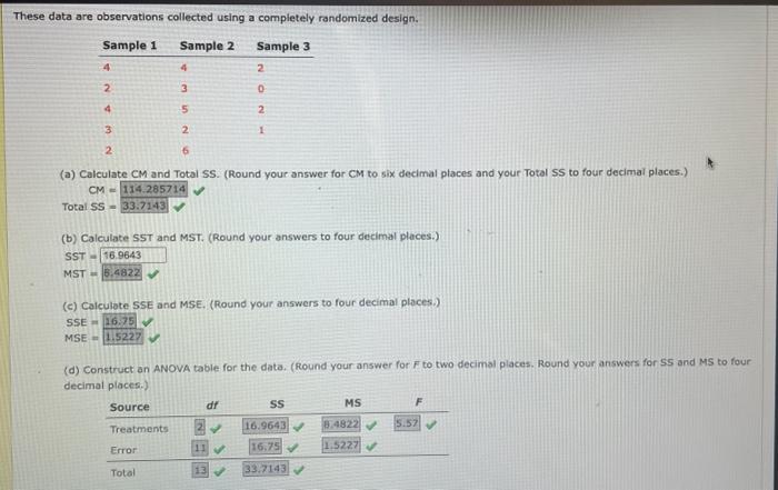 Solved These data are observations collected using a | Chegg.com