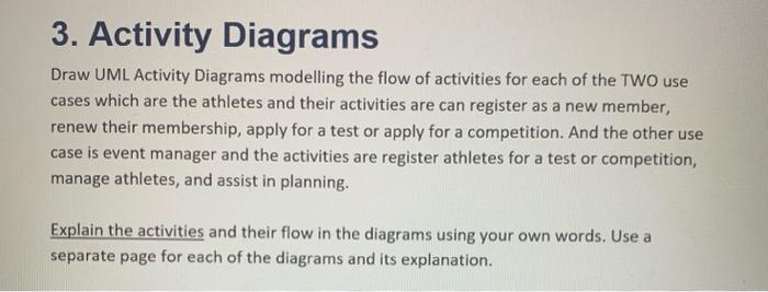 Solved 3. Activity Diagrams Draw UML Activity Diagrams | Chegg.com