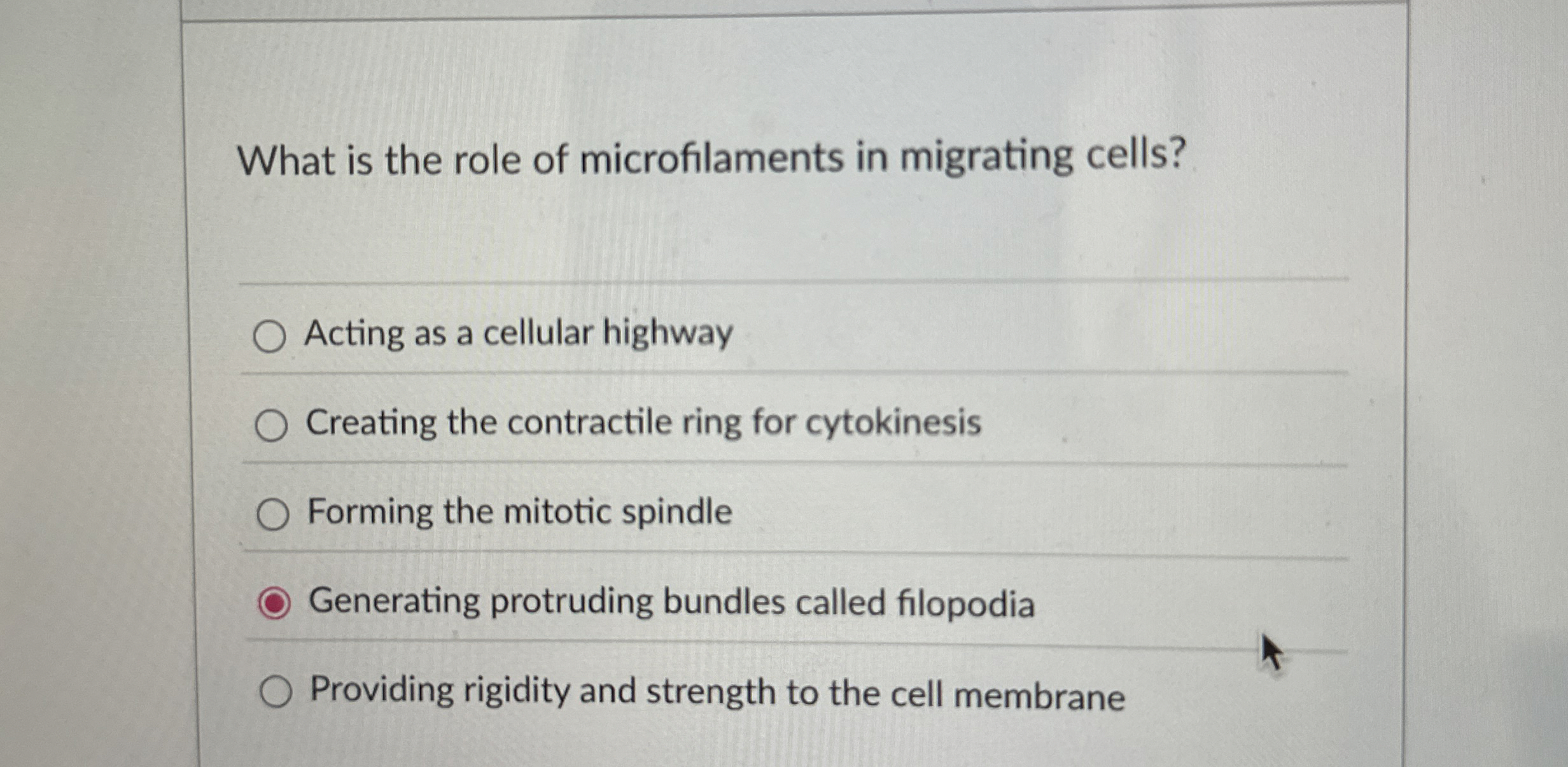 Solved What is the role of microfilaments in migrating | Chegg.com