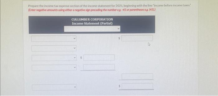 Solved Cullumber Corporation has one temporary difference at | Chegg.com
