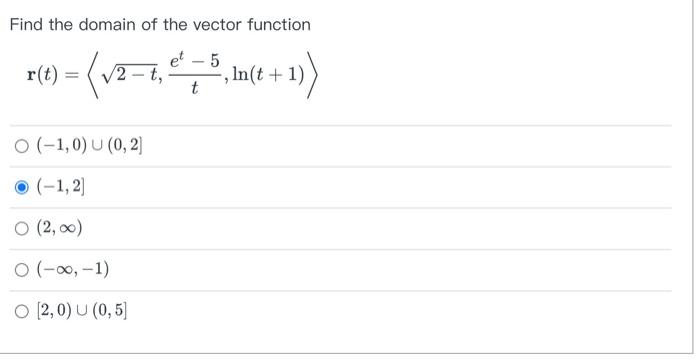 Solved Find the domain of the vector function | Chegg.com