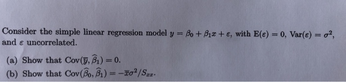 Solved Consider the simple linear regression model y = Bo + | Chegg.com