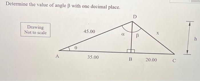 Solved Determine the value of angle ß with one decimal | Chegg.com