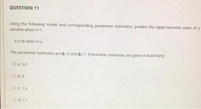 Solved Using the following model and corresponding parameter | Chegg.com