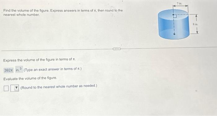 Solved Find the volume of the figure. Express answers in | Chegg.com