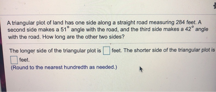 Solved A triangular plot of land has one side along a | Chegg.com