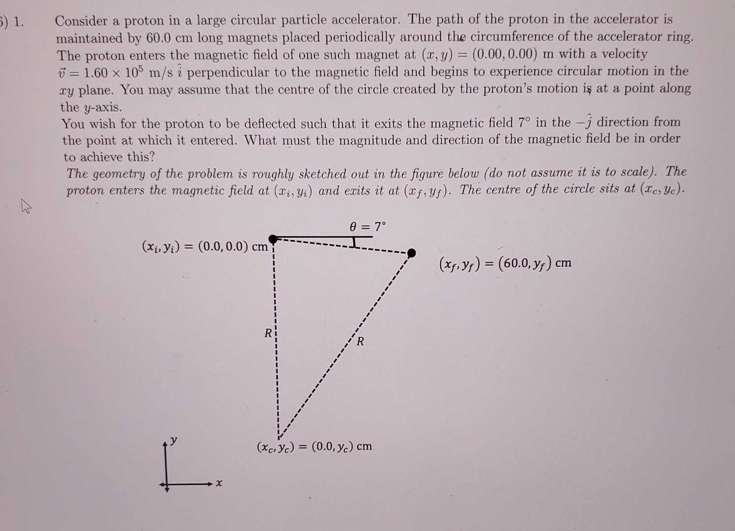 Solved 5) 1. Consider a proton in a large circular particle | Chegg.com